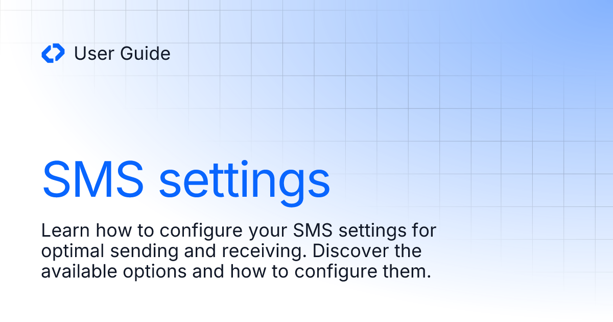 SMS settings | User Guide